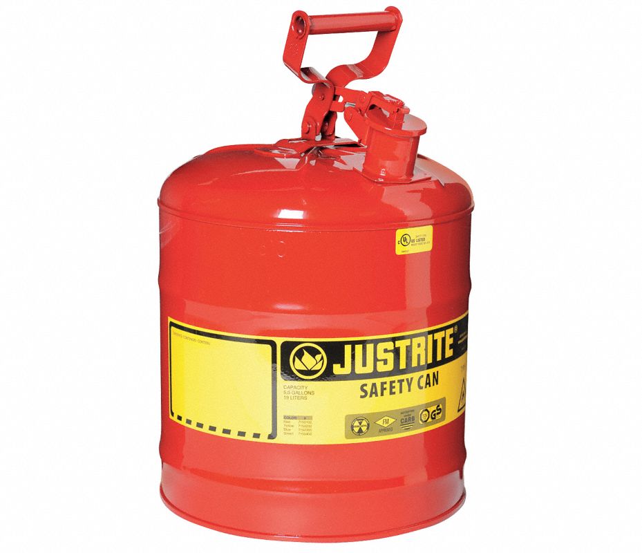 JUSTRITE Bidón de Seguridad Tipo I 5 gal. Rojo para Inflamables ...