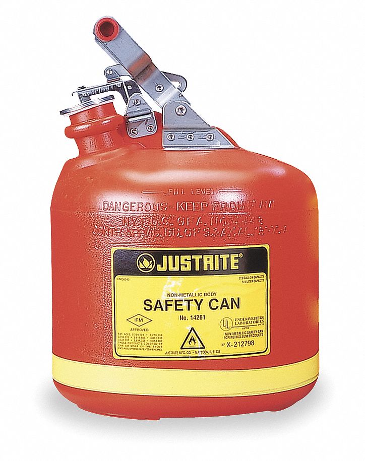 Type I Safety Can,2-1/2 gal.,Red - Grainger