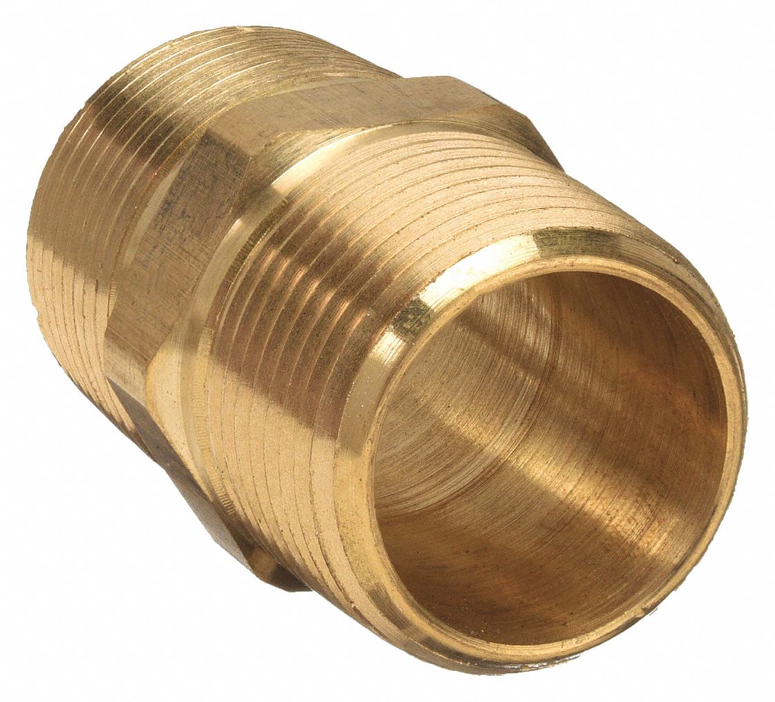 Brass, 1/2 in x 1/2 in Fitting Pipe Size, Hex Nipple - 6AZD3|6AZD3 ...
