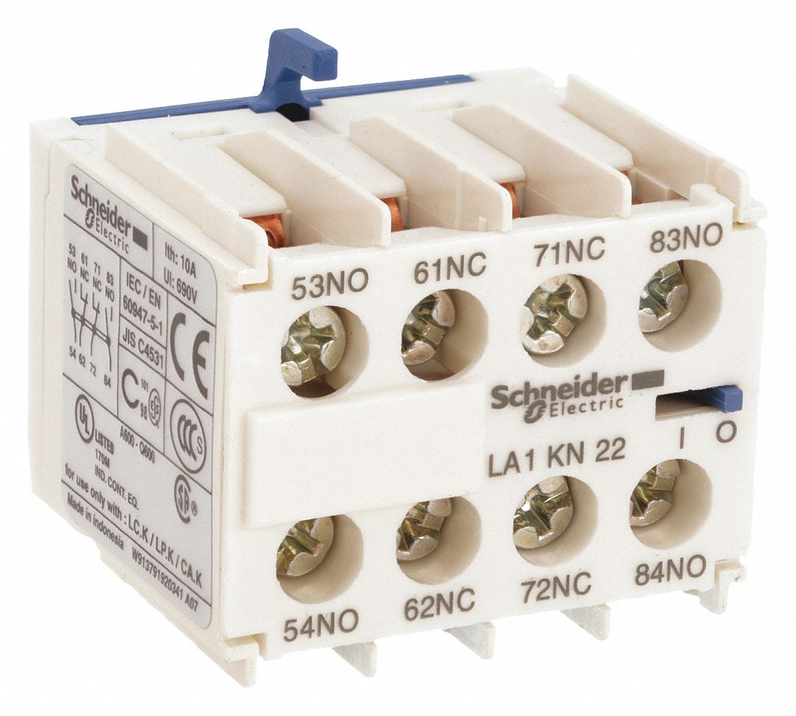 SCHNEIDER ELECTRIC IEC CONTACT BLOCK,10A,2NC,2NO - Auxiliary Contacts ...