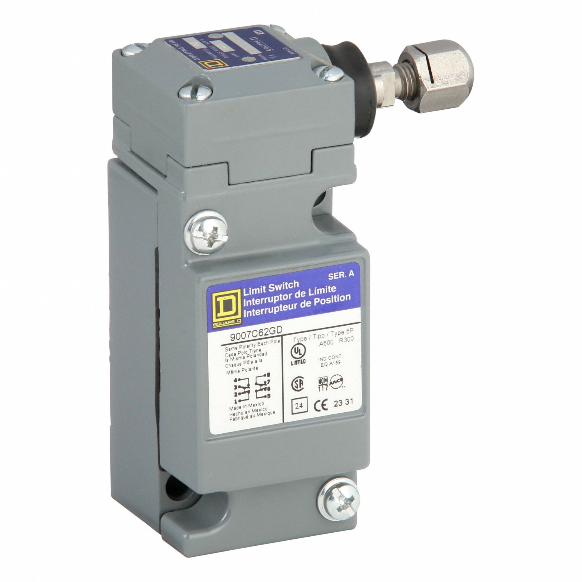 TELEMECANIQUE SENSORS, Plunger Actuator, Metallic, Plug-In Limit Switch ...