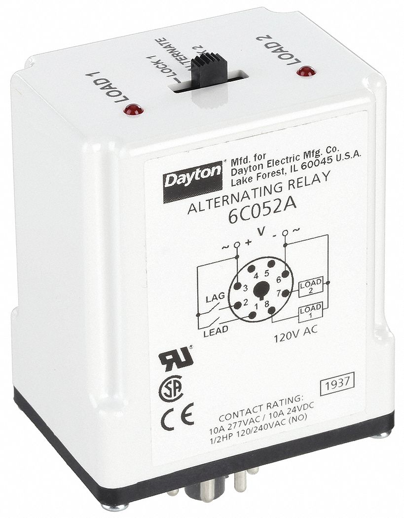 DAYTON, Socket Mount, 120V AC, Alternating Relay - 6C052|6C052 - Grainger