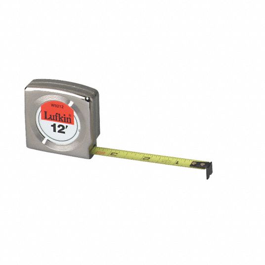 12 ft. Steel SAE Tape Measure, Chrome - Grainger