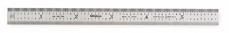 MITUTOYO Steel Rule, Rigid, 6In, 50/100ths/0.5/1mm - 6C298|182-206 ...
