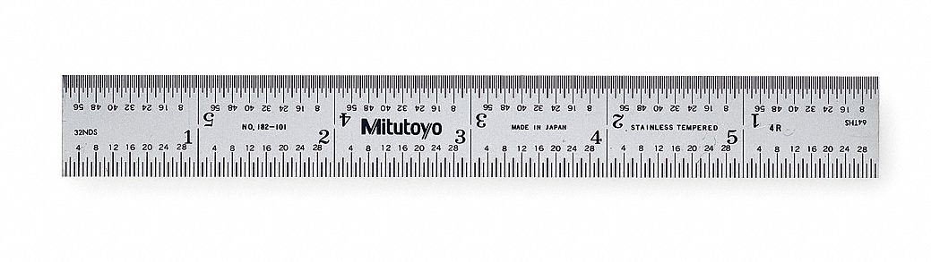 MITUTOYO Mitutoyo 182-101 Mitutoyo Steel Rule, Rigid, 6x3/4 In, 8/16/32 ...