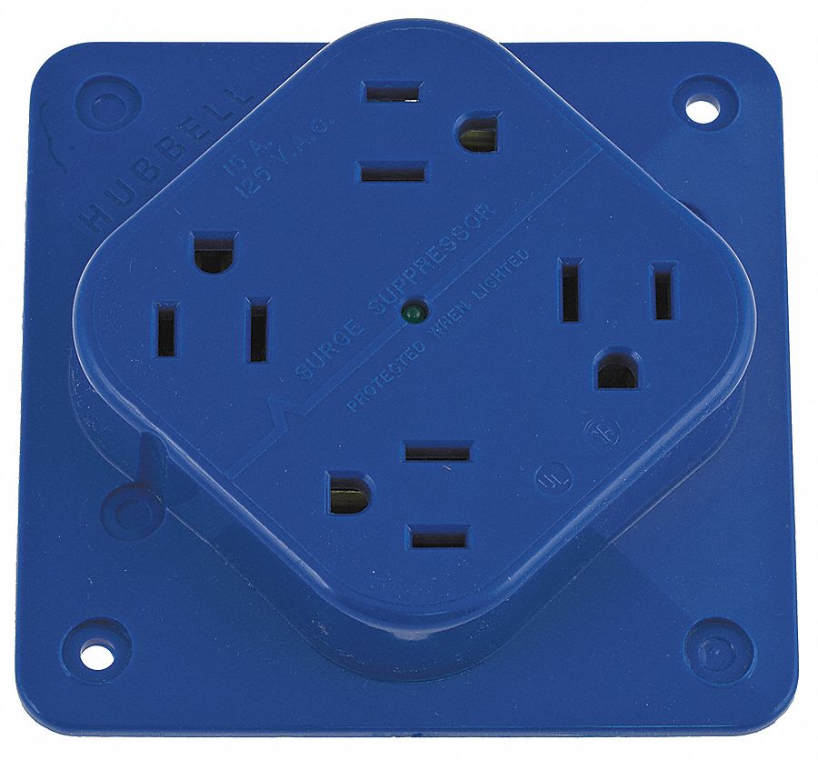 15, Commercial, Receptacle, Blue, No Tamper Resistant - Grainger