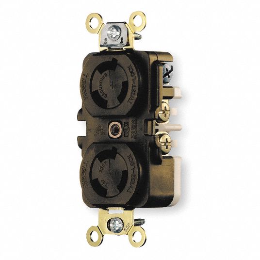 HUBBELL Duplex Locking Receptacle: 15, L5-15R, 2 Poles, 3 Wires, 1 ...