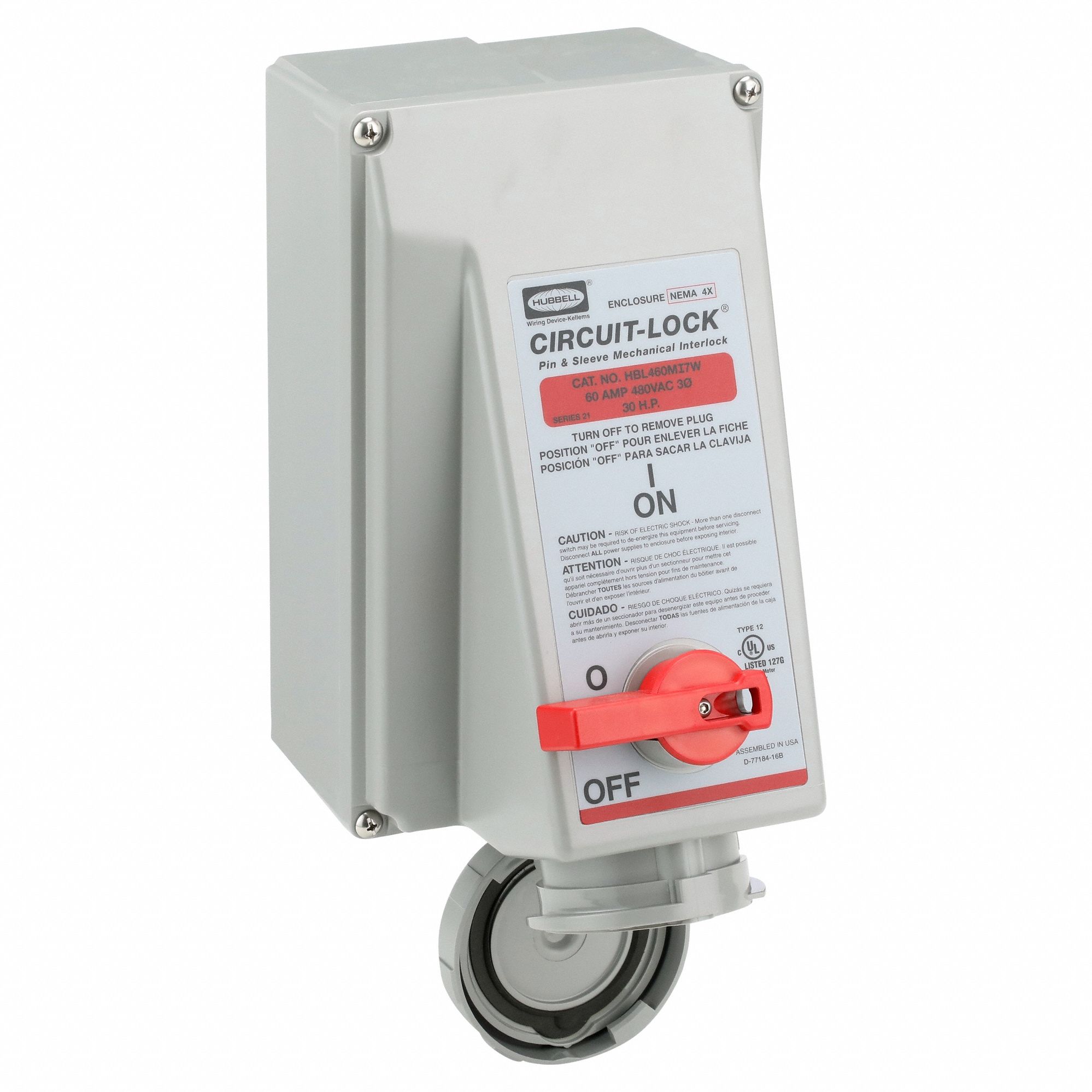 Non-Fused, 60 A, Watertight Mechanical Interlock Device - 6C582 ...