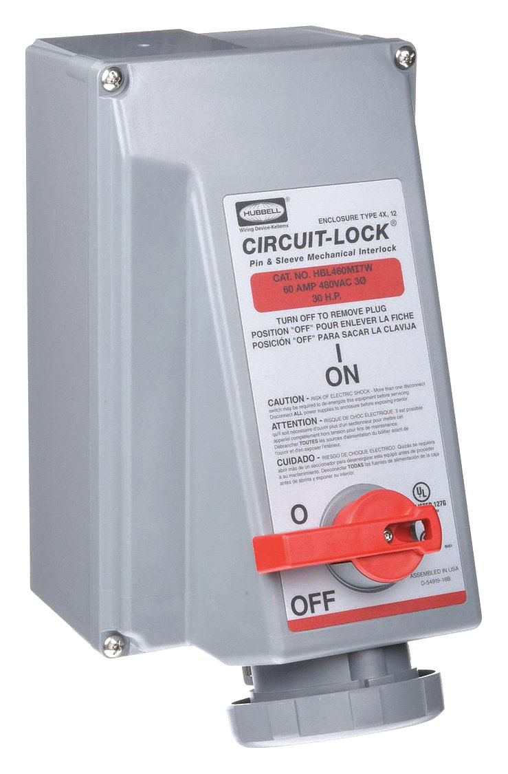 Non-Fused, 60 A, Watertight Mechanical Interlock Device - 6C582 ...