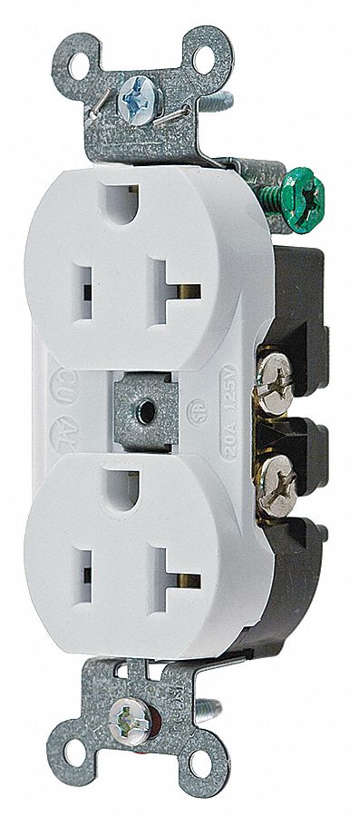 20, Industrial, Receptacle, White, No Tamper Resistant - Grainger