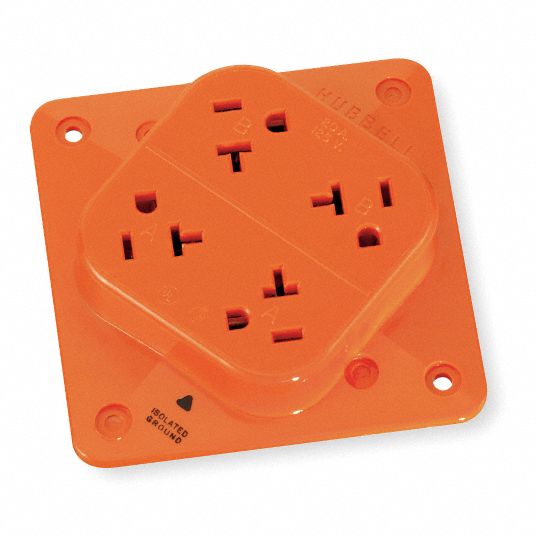 20, Commercial, Receptacle, Orange, No Tamper Resistant - Grainger