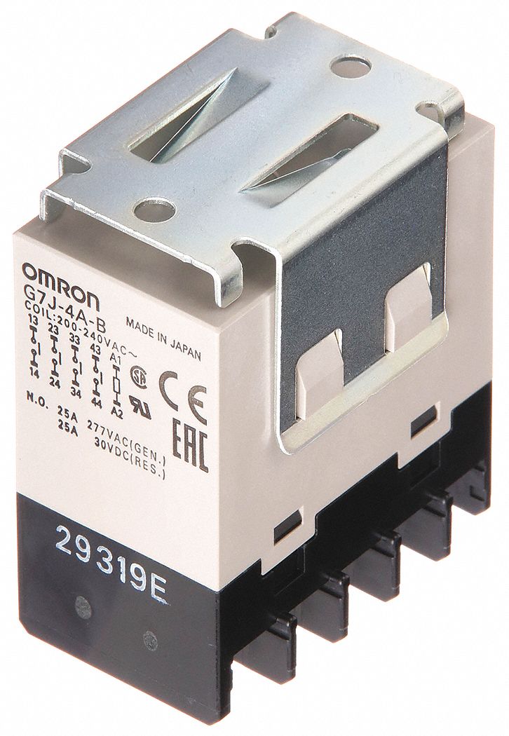 OMRON, Bracket Mounted, 25 A Current Rating, Enclosed Power Relay - 6C989|G7J-4A-B-W1-AC200/240 ...