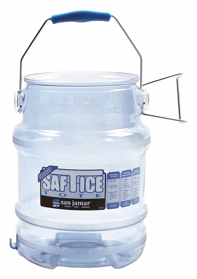 SAN JAMAR Ice Tote: 20 lb Capacity, Blue, Polycarbonate, 14 in Overall ...