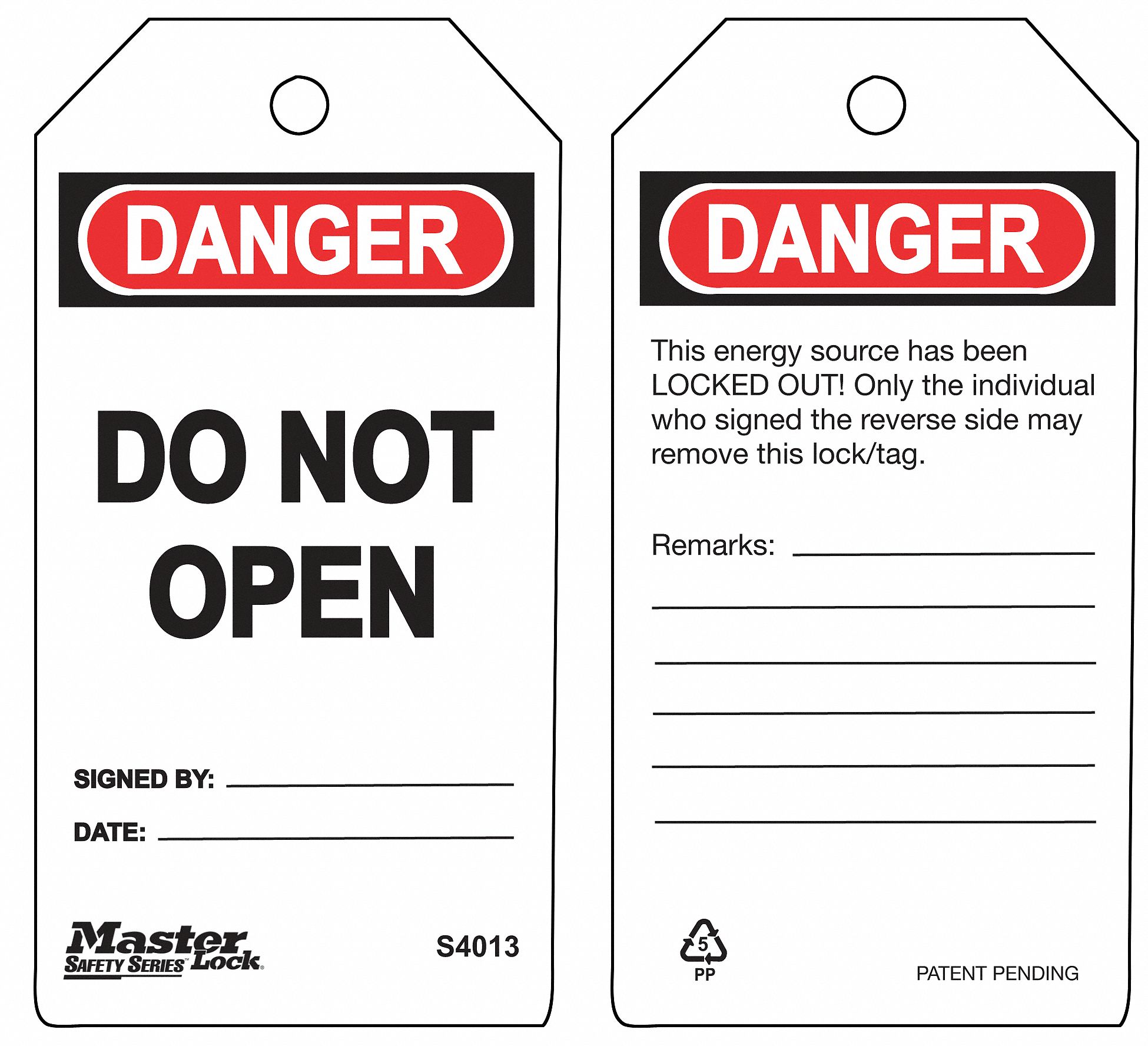 MASTER LOCK, Danger, Do Not Open, Danger Tag - 6CCZ6|S4013 - Grainger