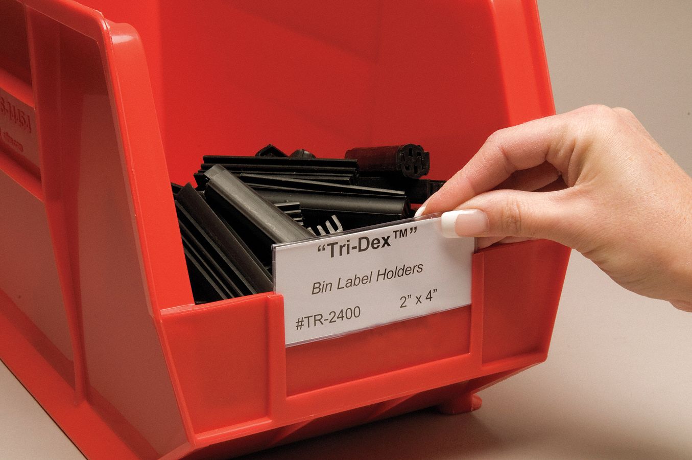 TRI-DEX Label Holder: 4 in x 1 7/8 in, Clear, Slide-In, 25 Label ...