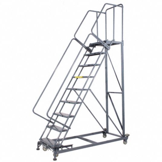 12-Step Rolling Ladder, Perforated Step Tread, 153 in Overall Height ...