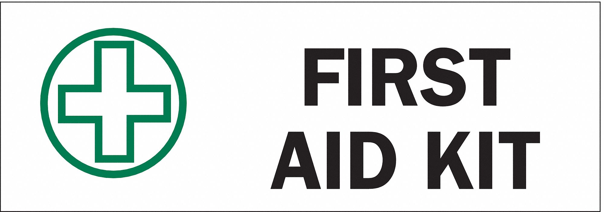 BRADY FIRST AID SIGN, PLASTIC, 10 IN WIDTH, 7 IN HEIGHT, GREEN/WHITE ...