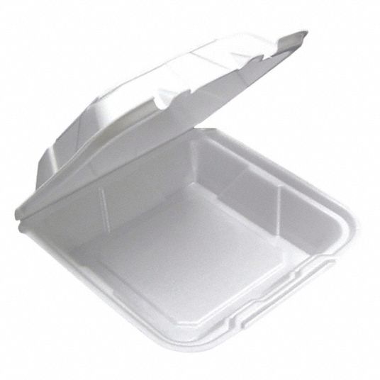 PACTIV, White, Hinged Lid Container Container, Disposable Carry-Out ...