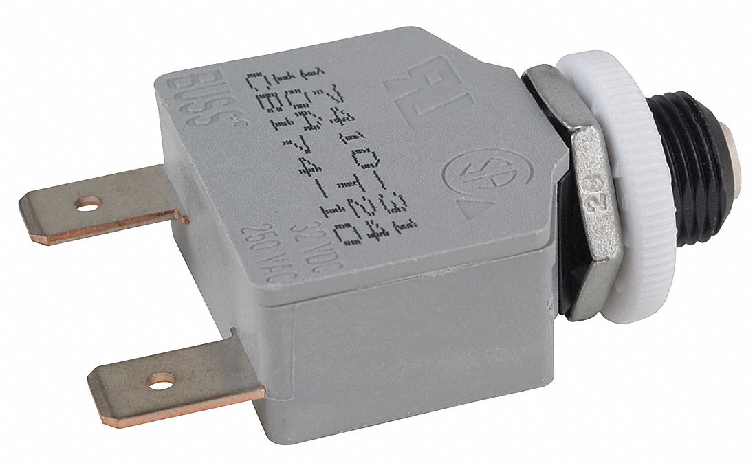 BUSSMANN Panel Mount Circuit Breaker: 10 A Amps, 250V AC, 32V DC, Panel ...