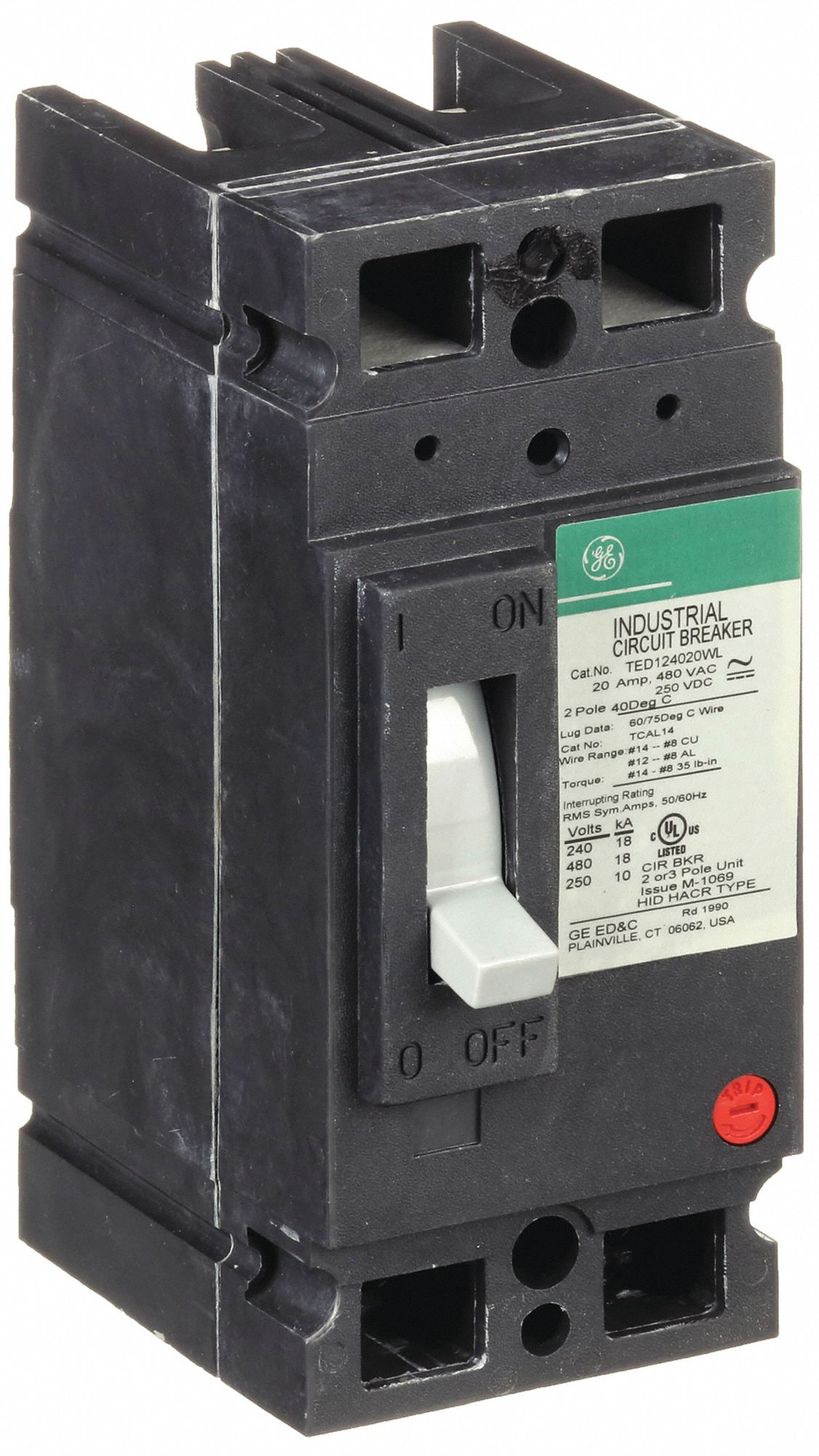 GE, 20 A Amps, 18kA at 120/240/277/480V AC, Molded Case Circuit Breaker - 6CPR1|TED124020WL ...