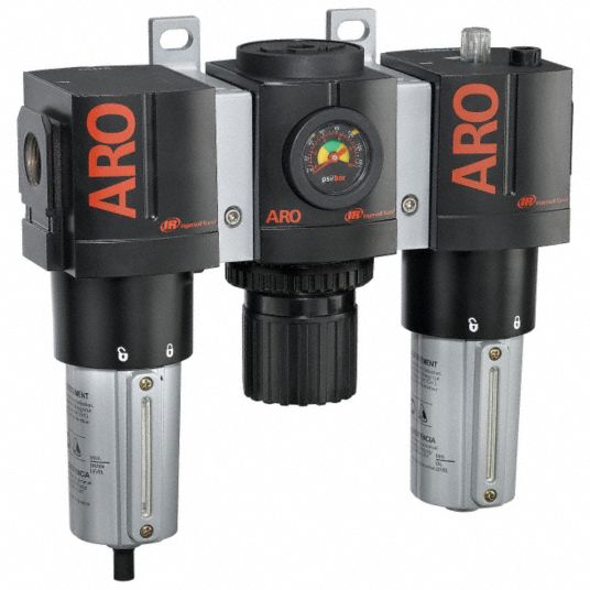 ARO Filter/Regulator/Lubricator, 1/2 in NPT, 0 to 140 psi Adjustment ...