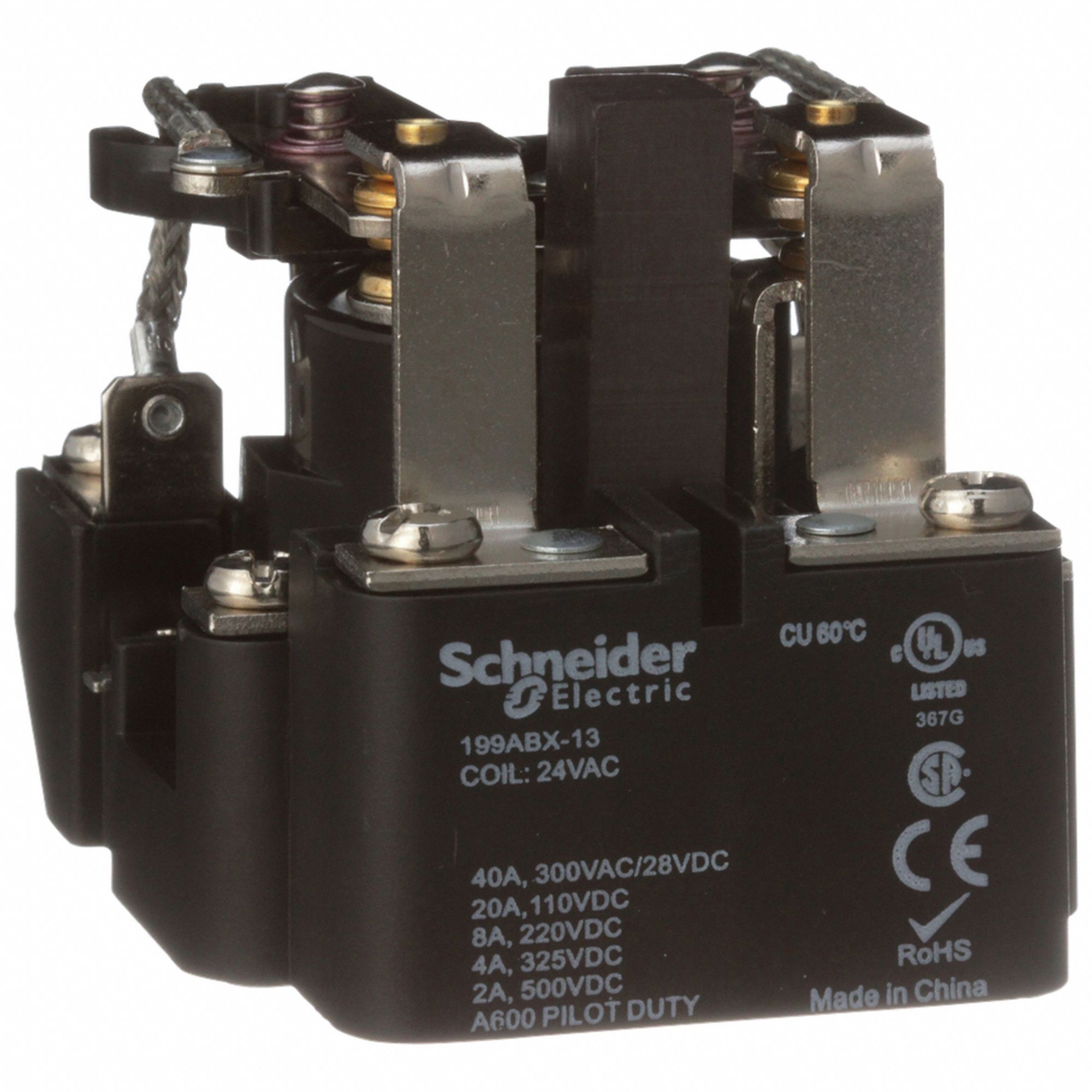 SCHNEIDER, Surface Mounted, 40 A Current Rating, Open Power Relay ...