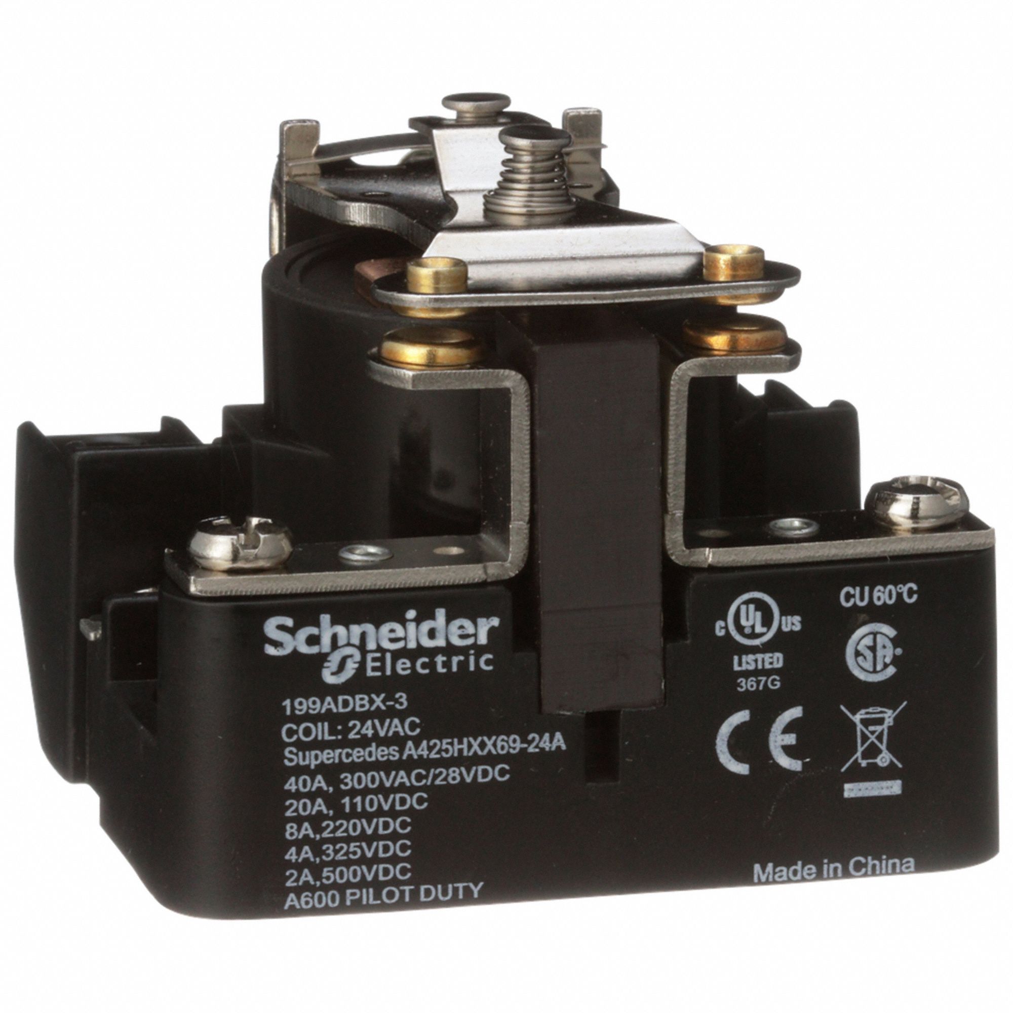 SCHNEIDER, Surface Mounted, 40 A Current Rating, Open Power Relay ...