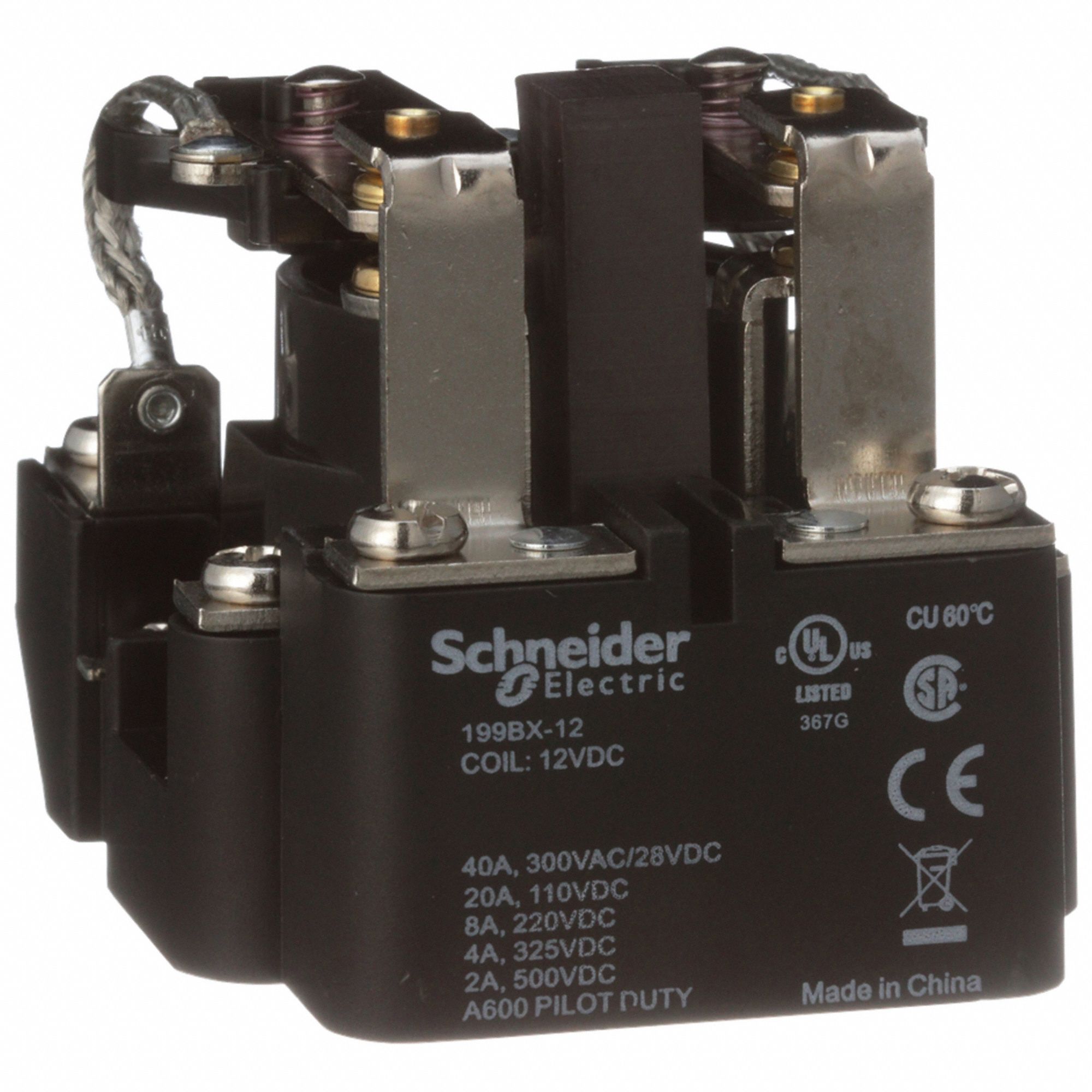 SCHNEIDER, Surface Mounted, 40 A Current Rating, Open Power Relay ...