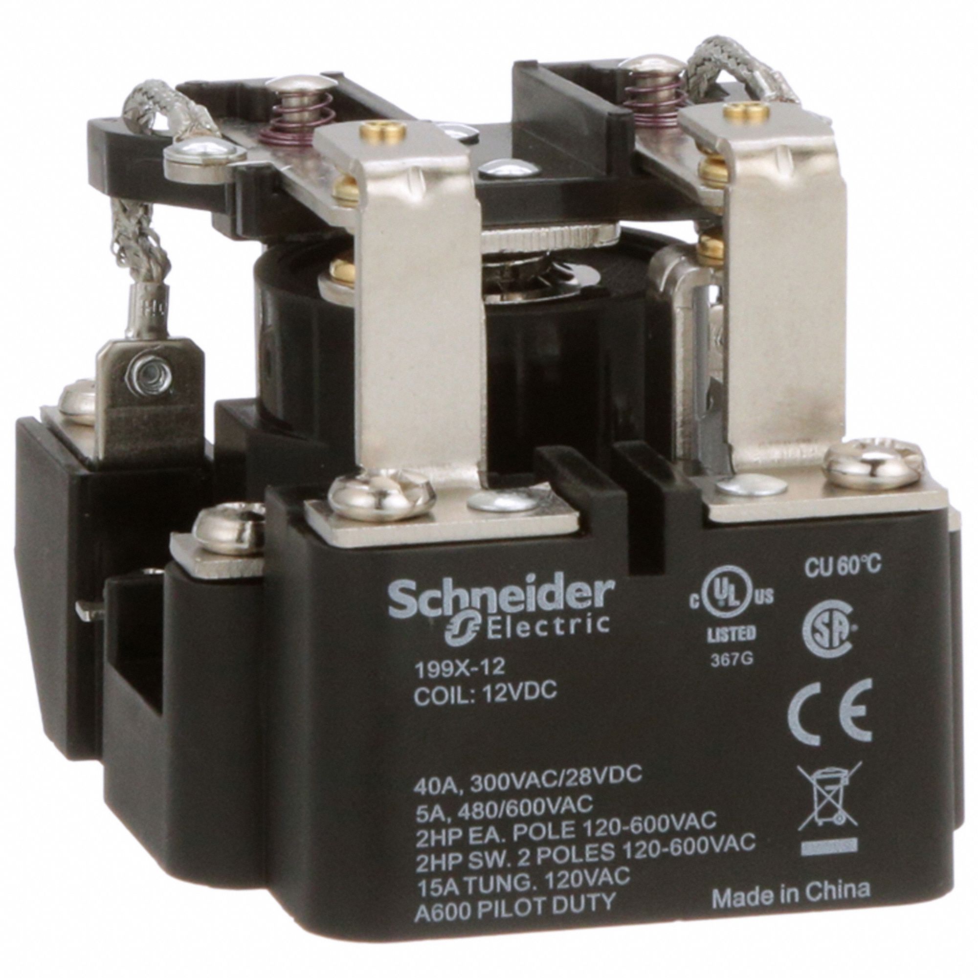 SCHNEIDER, Surface Mounted, 40 A Current Rating, Open Power Relay ...