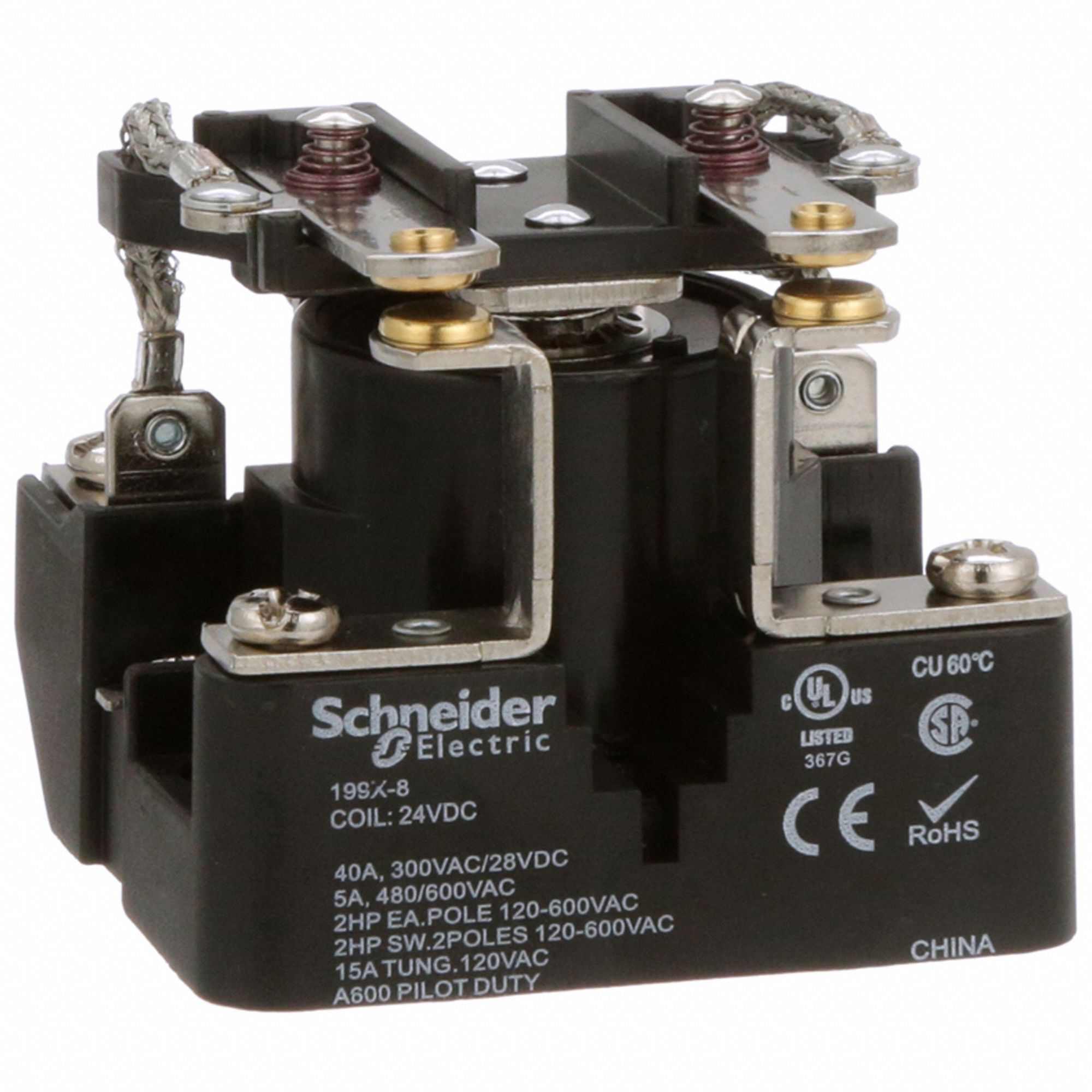 SCHNEIDER, Surface Mounted, 40 A Current Rating, Open Power Relay ...