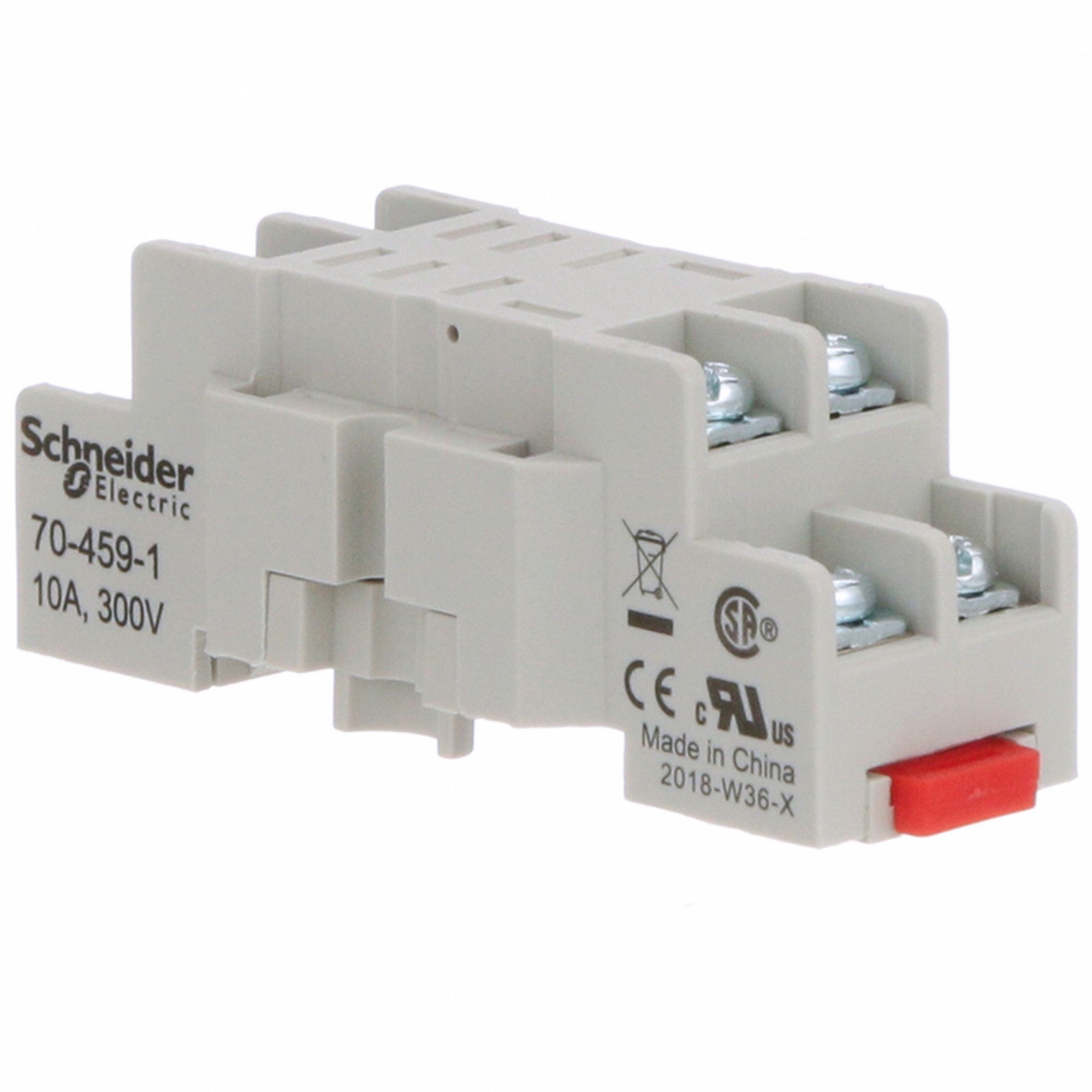 SCHNEIDER, 10 A Rating, DIN-Rail Socket Mounting, Relay Socket - 6CVD3 ...