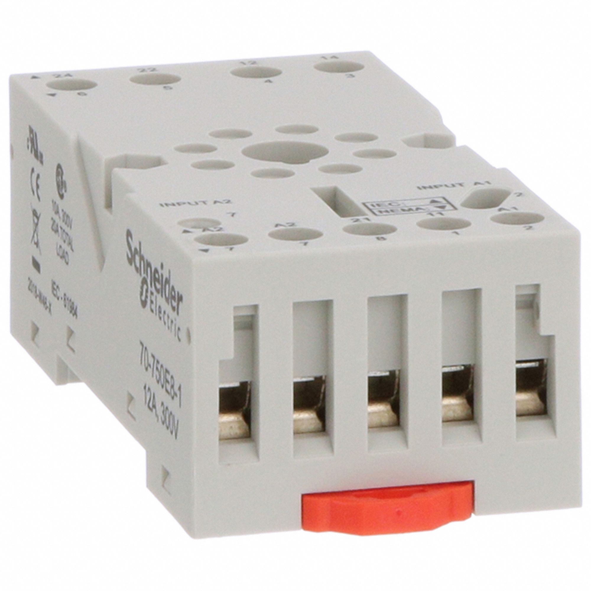 SCHNEIDER, 12 A Rating, DIN-Rail Socket Mounting, Relay Socket - 6CVD9 ...