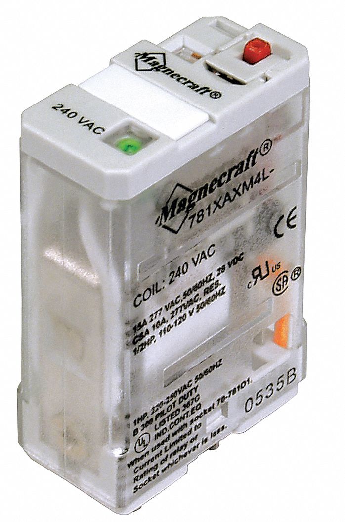 120V AC Coil Volts, 20A @ 277V AC Contact Rating - Relay, 20A @ 28V DC ...