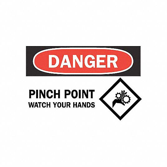 BRADY Danger Sign, Pinch Point Watch Your Hands, Header Danger ...