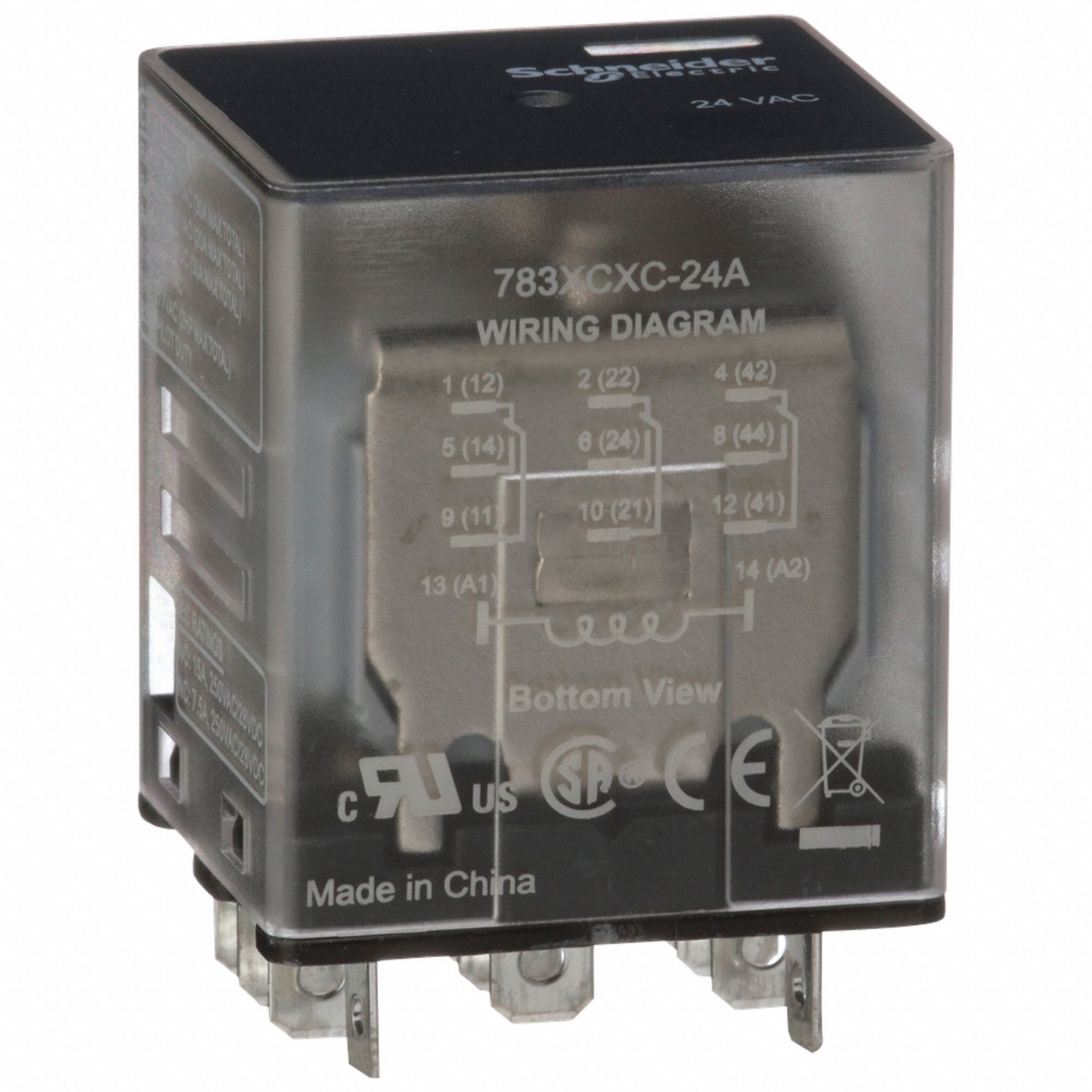 SCHNEIDER, Socket Mounted, 15 A Current Rating, General Purpose Relay - 6CWG7|783XCXC-24A - Grainger