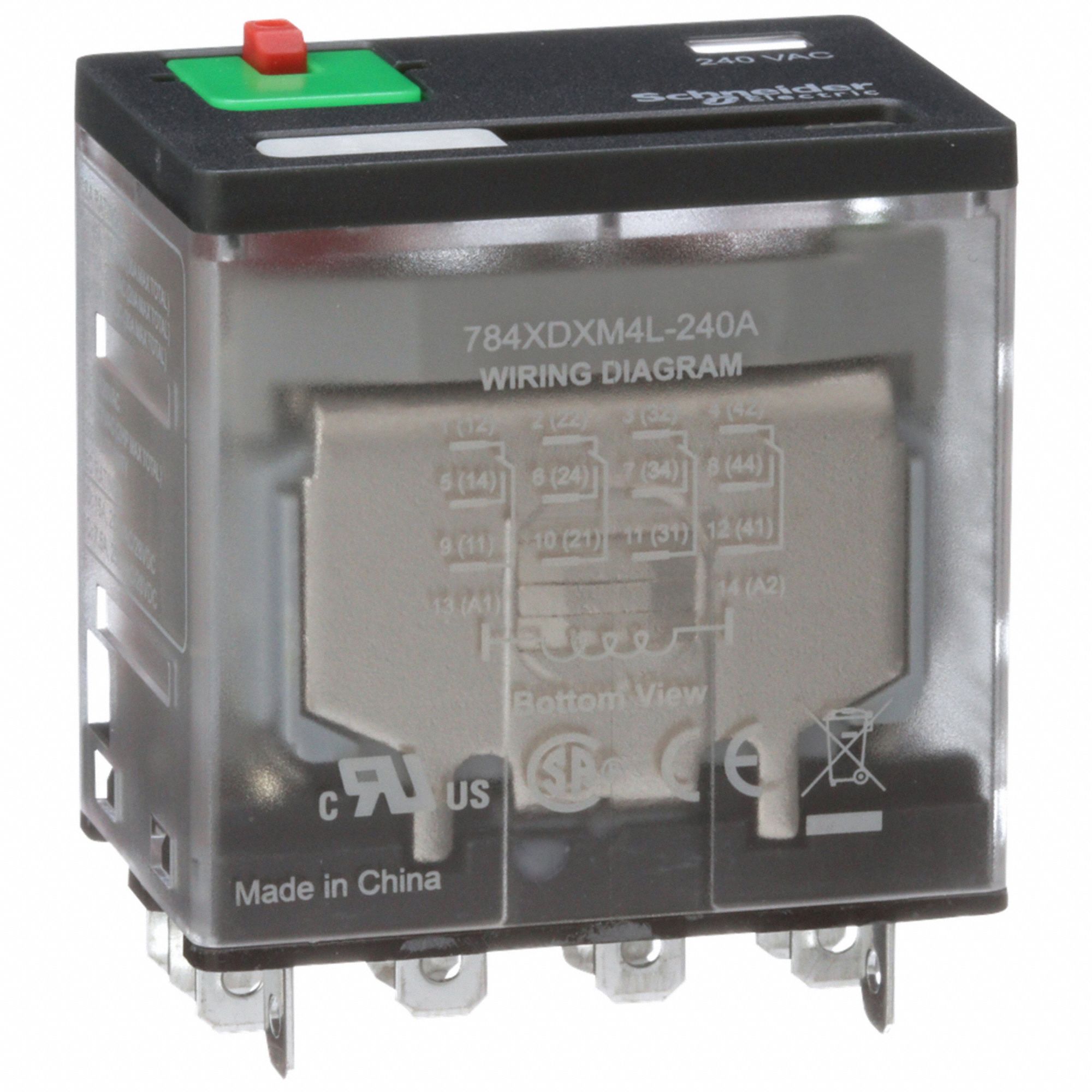 SCHNEIDER, Socket Mounted, 15 A Current Rating, General Purpose Relay - 6CWK1|784XDXM4L-240A ...