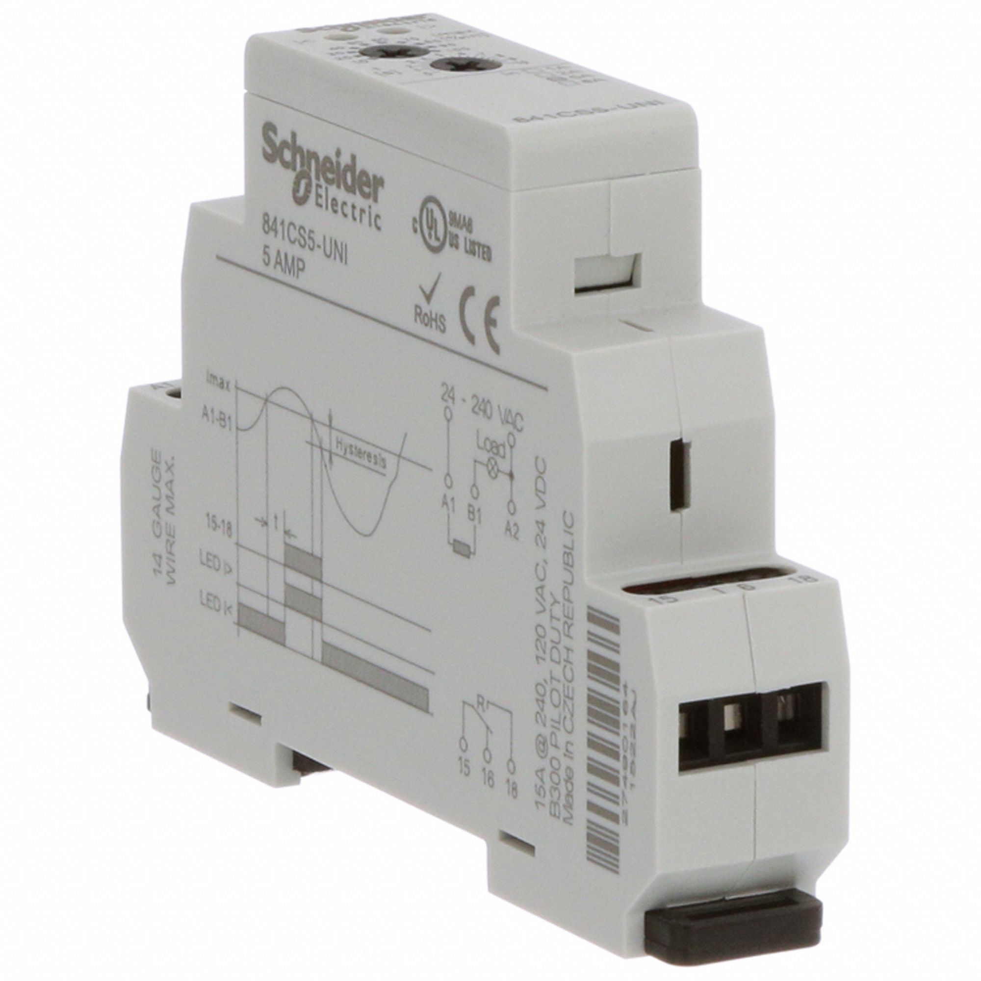 SCHNEIDER, DIN-Rail Mounted, 15 A Current Rating, Adjustable Current ...