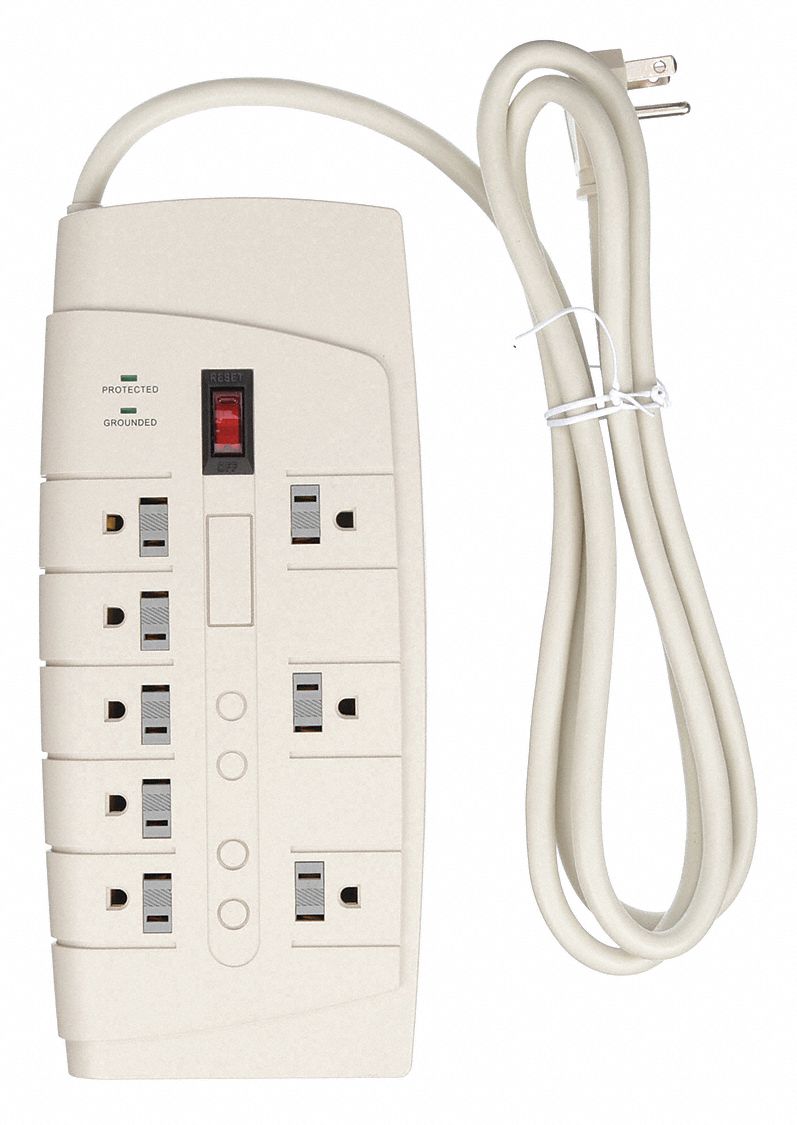 POWER FIRST Barra Multicontactos con Protección contra Sobretensiones , 6 pies , Blanco , Total ...