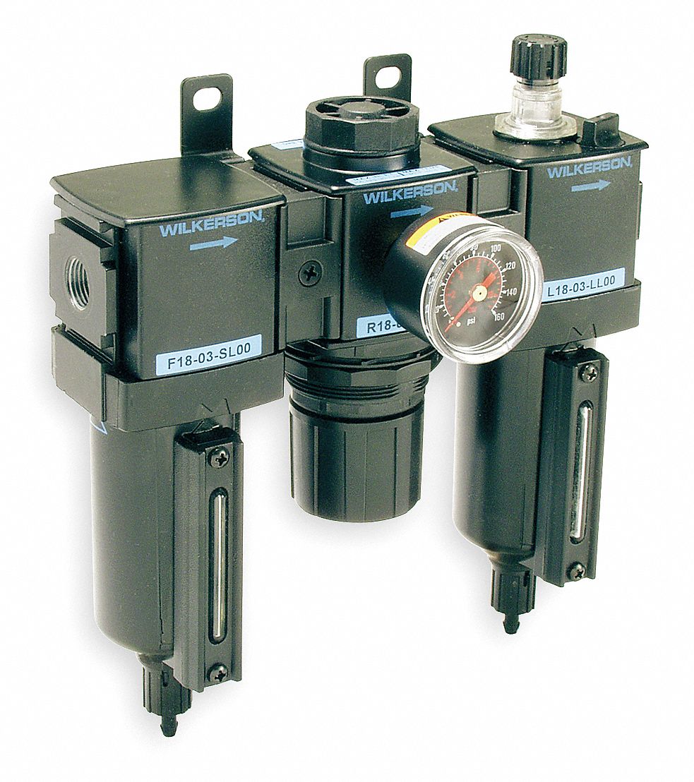 WILKERSON Filtro/Regulador/Lubricador, 1/2" NPT, Rango de Ajuste 0 a 125 psi - 6D767 | C18-04 ...