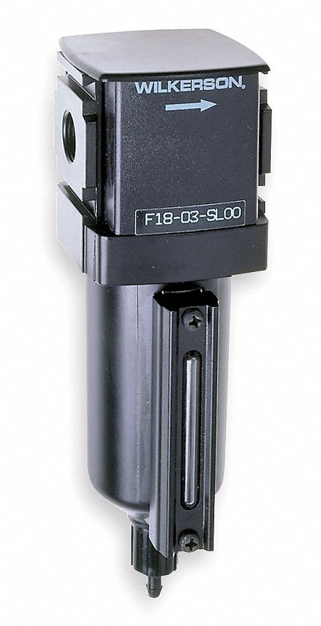 WILKERSON, Manual Drain, 2 3/8 in Overall Wd, Compressed Air Filter ...