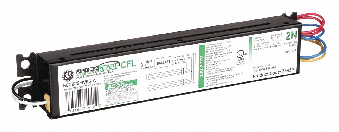 GE CURRENT, 120 to 277V AC, 40 W Bulb Watt, CFL Ballast - 6DGK6 ...