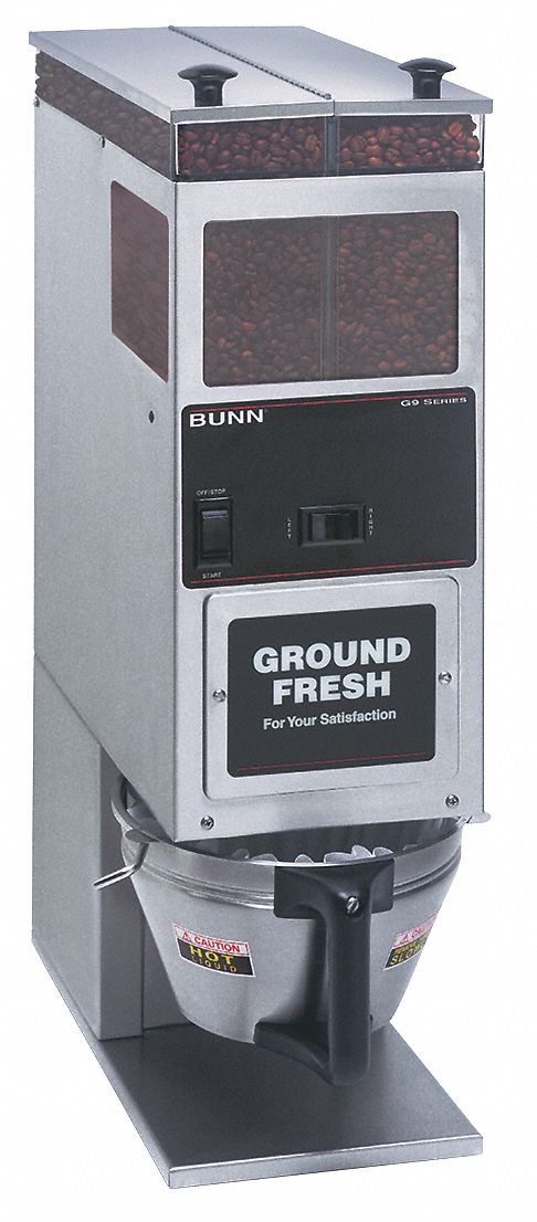 BUNN Portion Control Coffee Grinder: Two Hopper, 6 lb/Hopper, Stainless ...