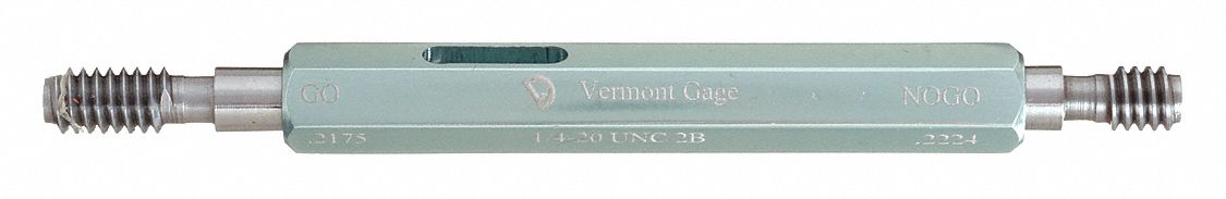 VERMONT GAGE, Go/No-Go (Plus/Minus), 3/8"-24 Thread Size, Threaded Plug ...