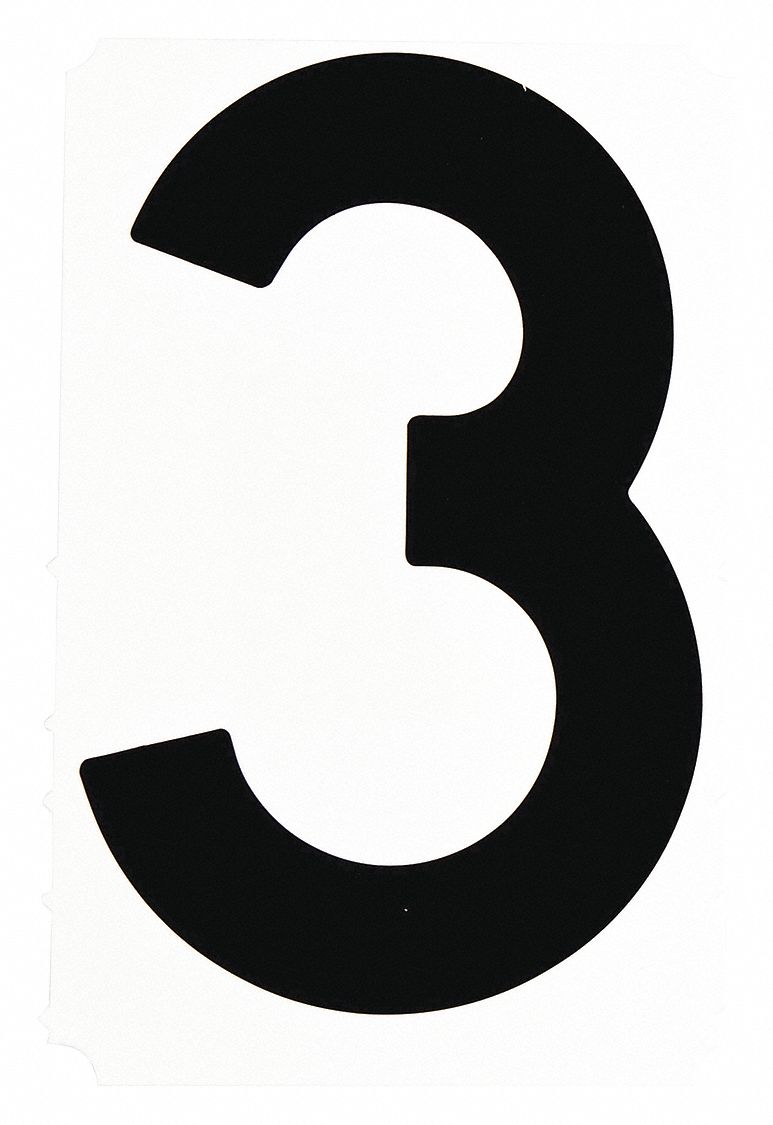 6 in Character Ht, Indoor/Outdoor, Number Label - 6DJ22|5180-3 - Grainger