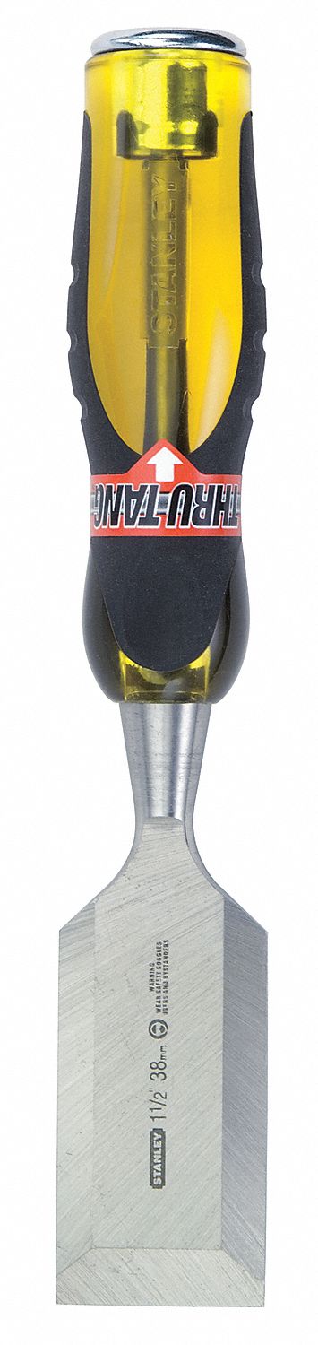 STANLEY Short Blade Chisel: Plastic, 9 in Overall Lg, 1 1/2 in Wd ...