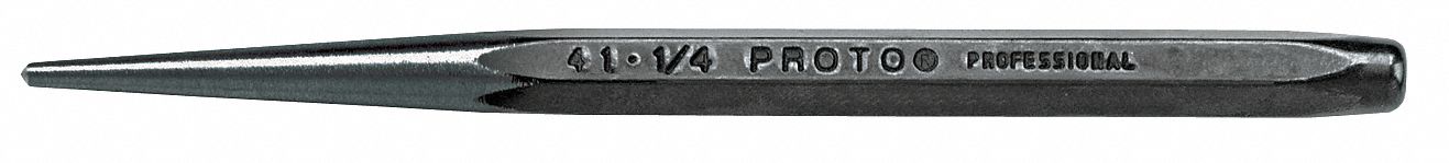 PROTO Center Punch: 5/8 in Tip Size, Round, 5/16 in Shank Dia, 4 3/4 in ...