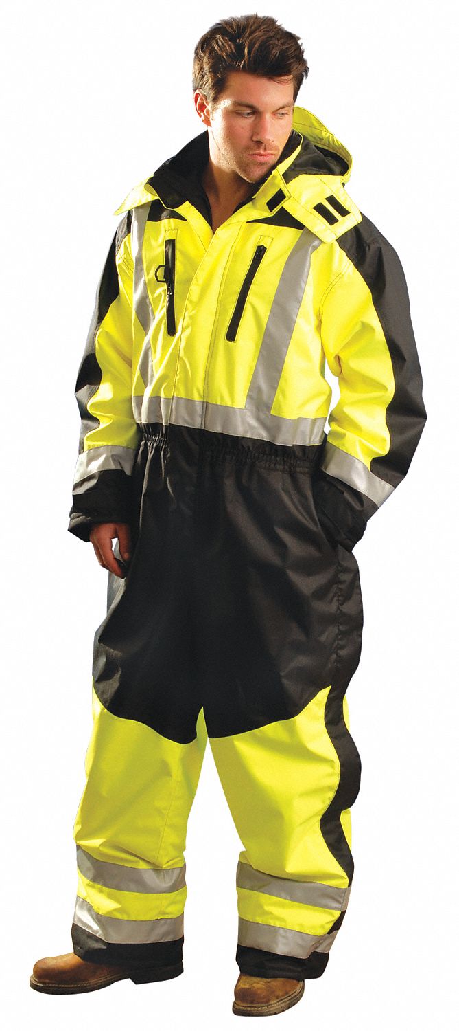 OCCUNOMIX Cold Weather Coverall Rainsuit: ANSI Class 3, L ( 46 in x 50 ...