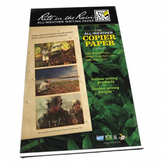 RITE IN THE RAIN, 20 lb Paper Wt, Tan, Waterproof Laser Paper - 6DLU7 ...
