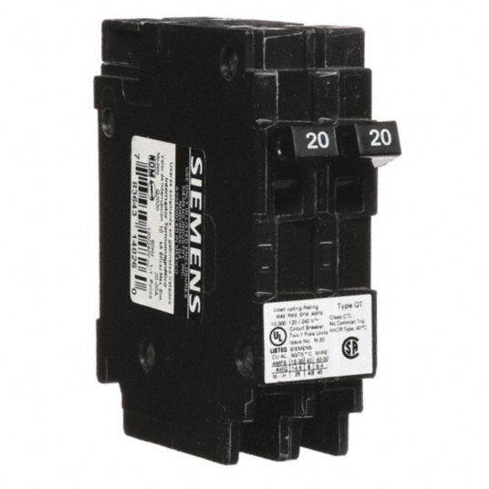 SIEMENS Miniature Circuit Breaker: 20/20 A Amps, 120V AC, Single Phase, 10kA at 120V AC, 1 Poles ...