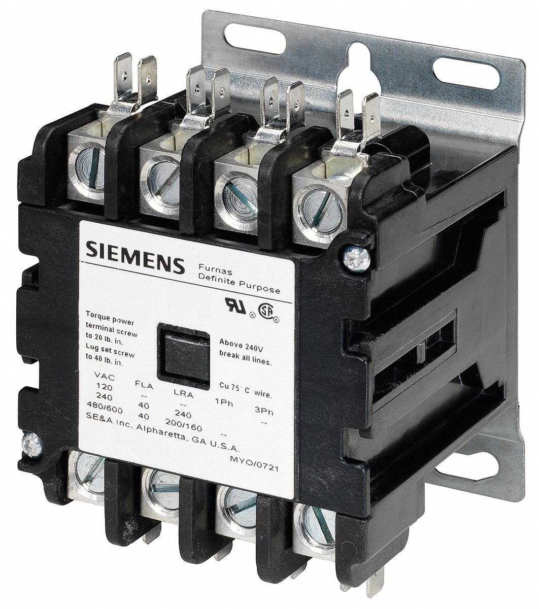 120V AC Definite Purpose Magnetic Contactor; No. of Poles 4, 40 Full ...